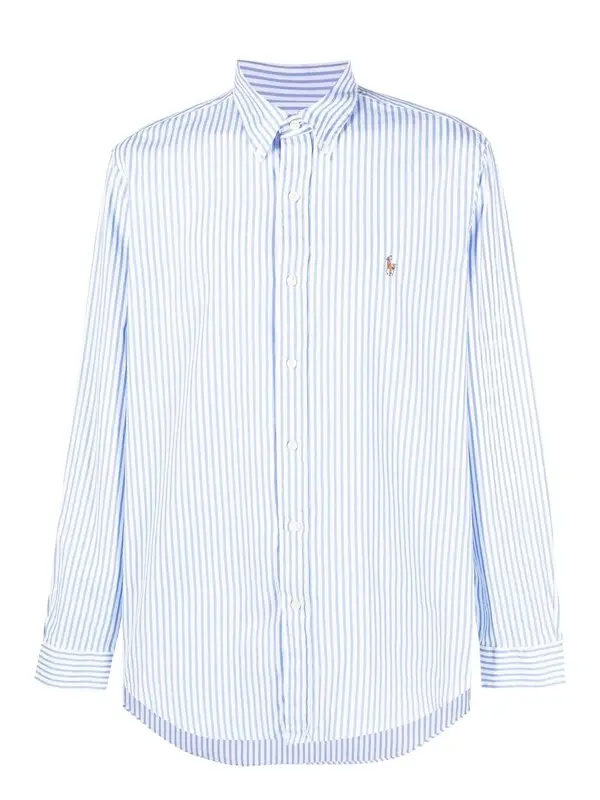 Polo Ralph Lauren Embroidered-pony Striped Shirt - Blue