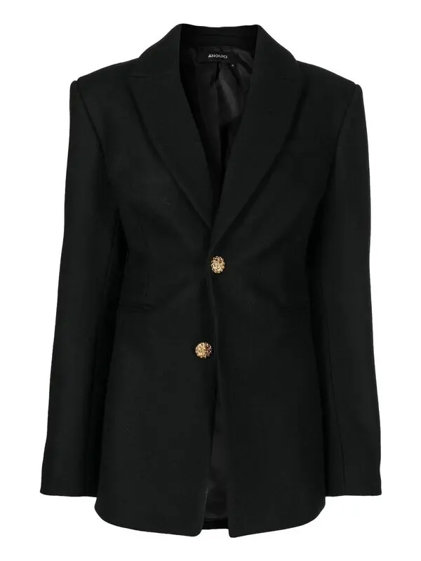 ANOUKI Single-breasted Wool Blazer - Black
