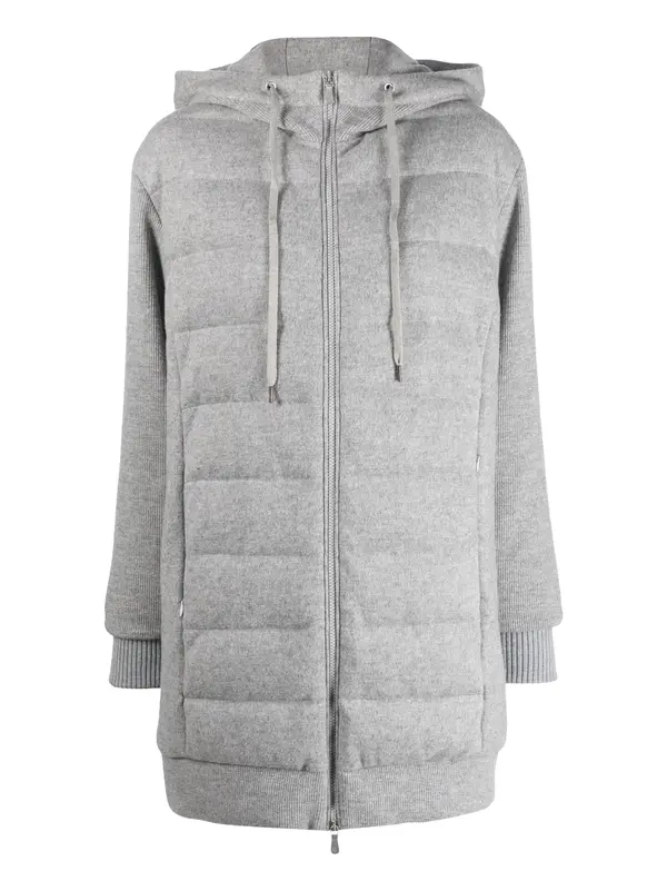 Eleventy Bimateric Feather-down Cashmere Padded Coat - Grey