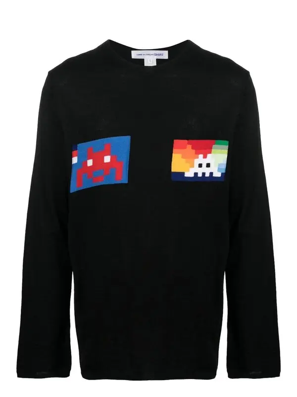 Comme Des Garçons Space Invaders Jumper - Black
