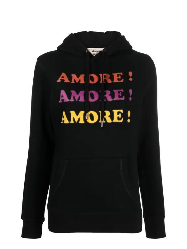 ALESSANDRO ENRIQUEZ Slogan-print Hoodie - Black