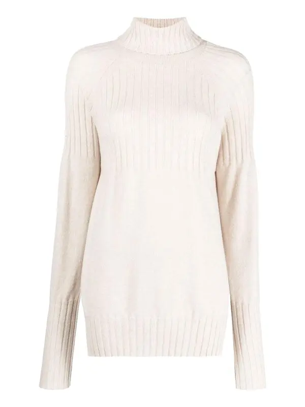 Malo Ribbed High-neck Cashmere Jumper - Neutrals