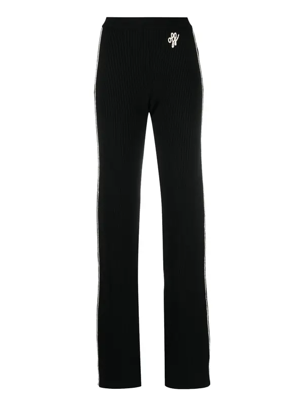 Off-White Embroidered Knit Trousers - Black