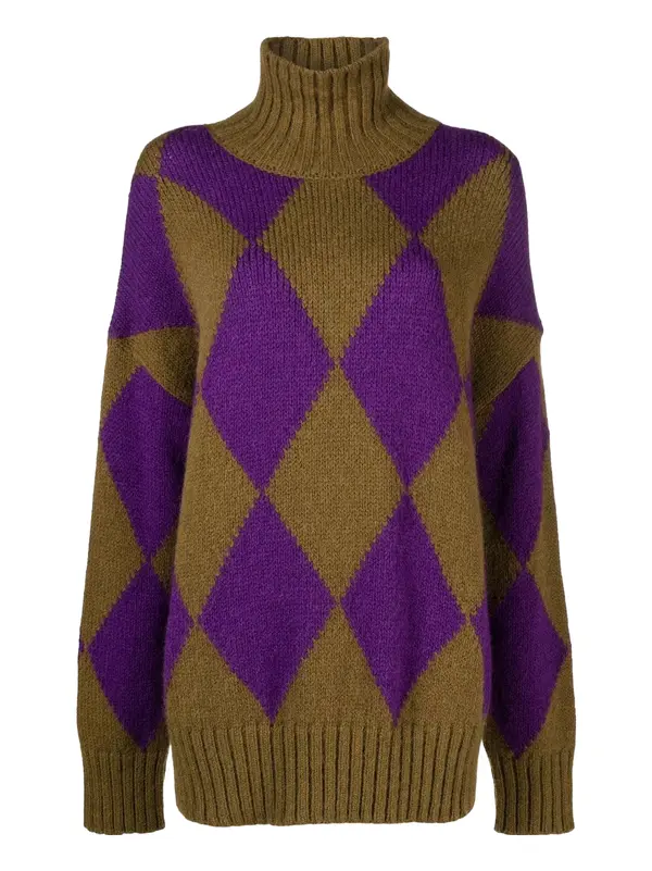 La DoubleJ Argyle Intarsia Knit Jumper - Green