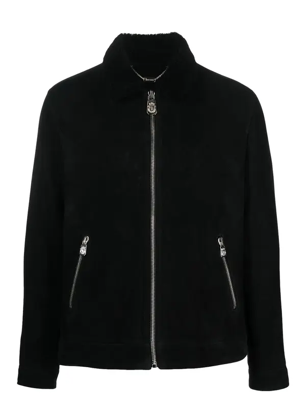 BILLIONAIRE Aviator Zip-up Bomber Jacket - Black