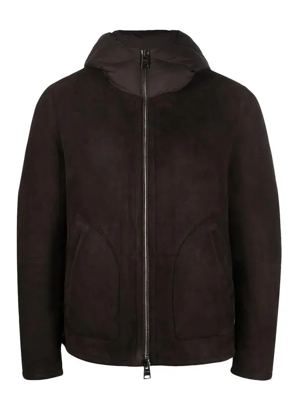 Herno Hooded Sheepskin-shearling Jacket - Brown