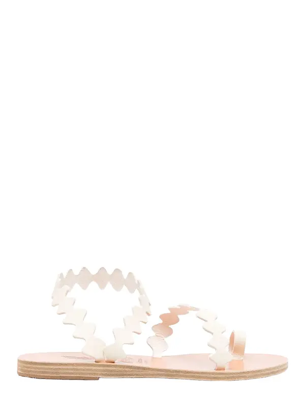 ANCIENT GREEK SANDALS Scallop-hem Flat Sandals - White