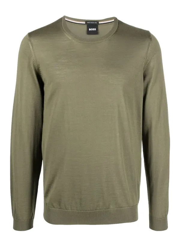 BOSS Crew-neck Long-sleeve Jumper - Green
