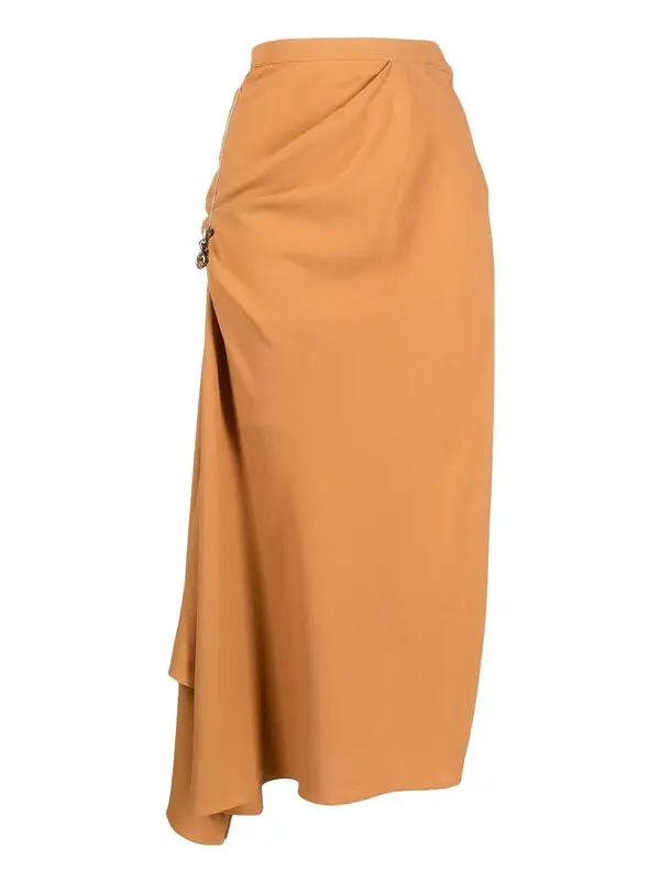KIKO KOSTADINOV High-waisted Ruched Midi Skirt - Brown