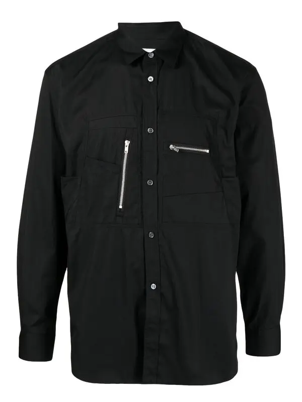 Comme Des Garçons Button-down Zip-detail Shirt - Black