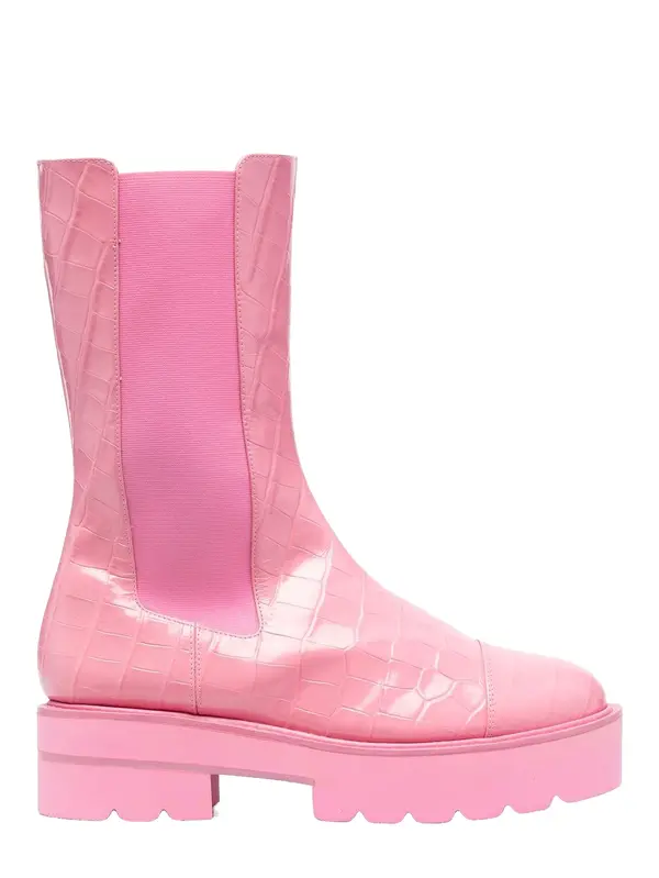 STUART WEITZMAN Crocodile-effect Leather Boots - Pink