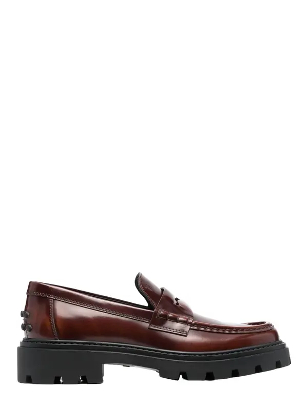 TOD'S Spike-stud Embellished Loafers - Brown