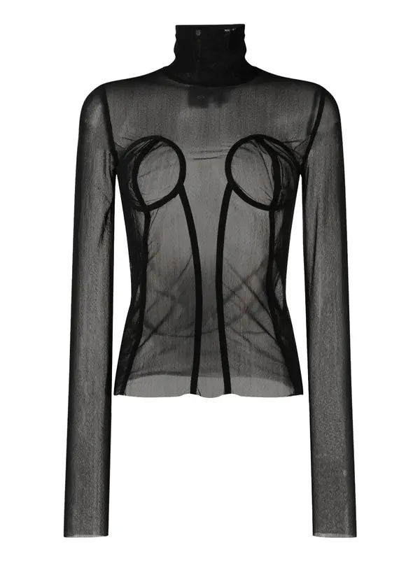 Natasha Zinko High Neck Mesh Top - Black