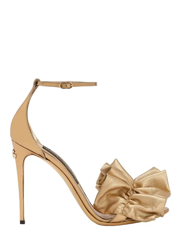 Dolce & Gabbana Ruched Metallic Sandals - Neutrals
