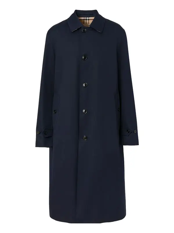 Burberry Single-breasted Hooded Coat - Blue