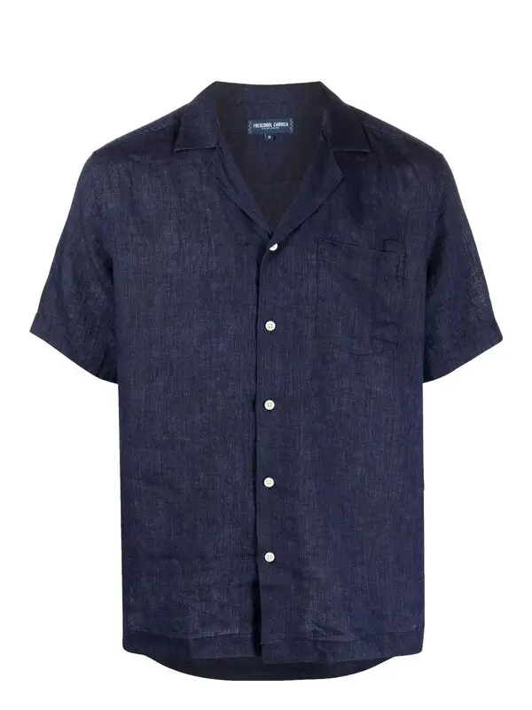 Frescobol Carioca Angelo Short-sleeve Linen Shirt - Blue