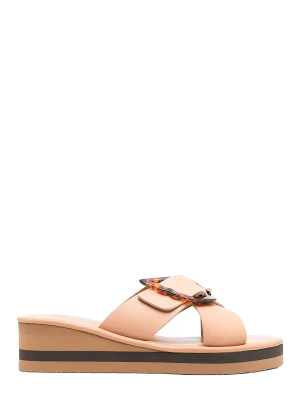 ANCIENT GREEK SANDALS Thais Rainbow Wedge Slides - Neutrals