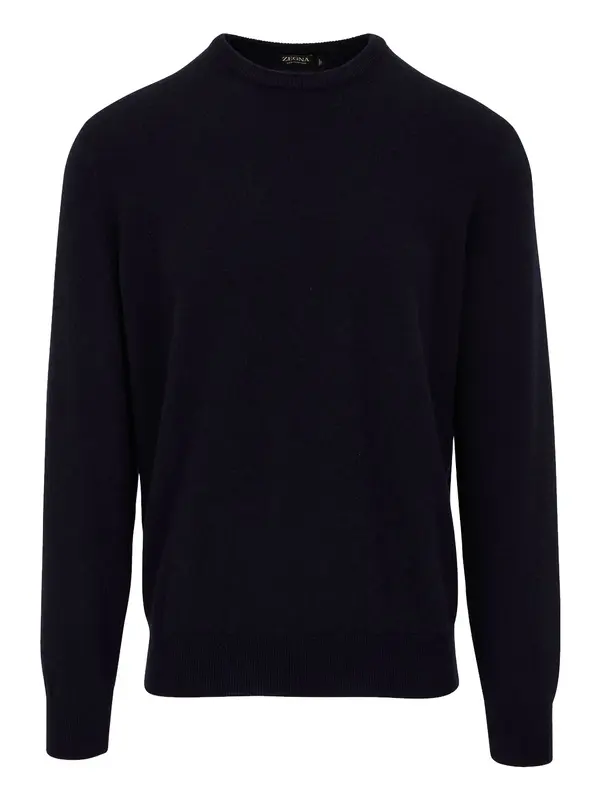 Zegna Crew Neck Cashmere Jumper - Blue
