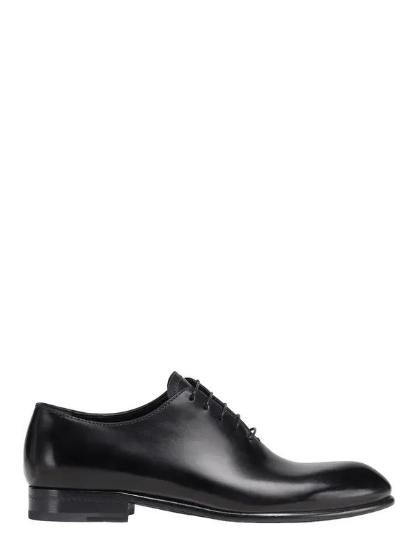 Zegna Vienna Leather Oxford Shoes - Black