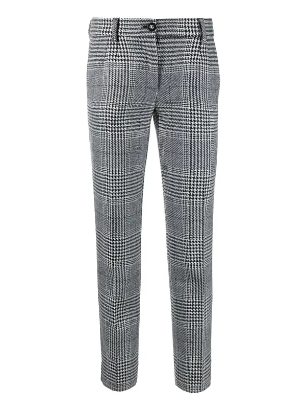 Dolce & Gabbana Virgin Wool Tartan Trousers - Black