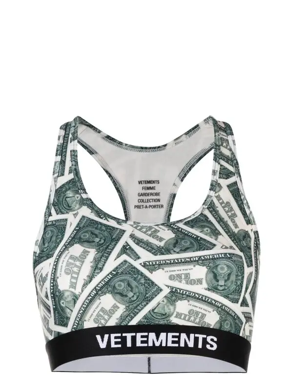 Vetements Million Dollar-print Sports Bra - Green