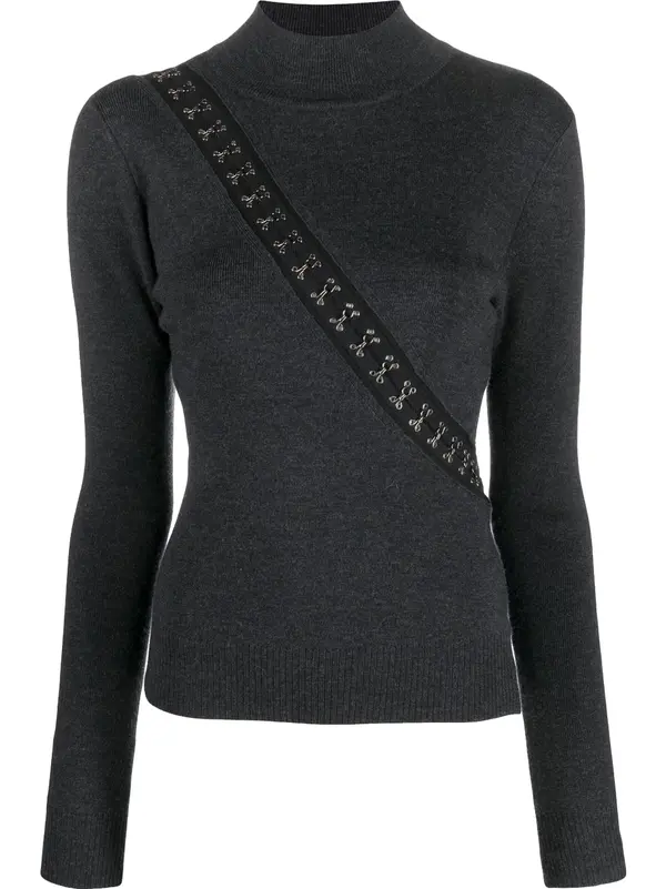 Monse Hook-detail Mock-neck Jumper - Grey