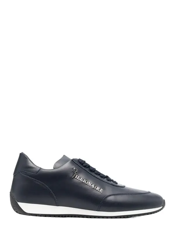 BILLIONAIRE Calf-leather Low-top Sneakers - Blue
