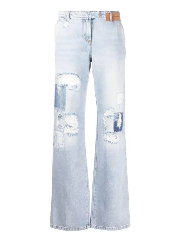 Palm Angels Ripped Straight-leg Jeans - Blue