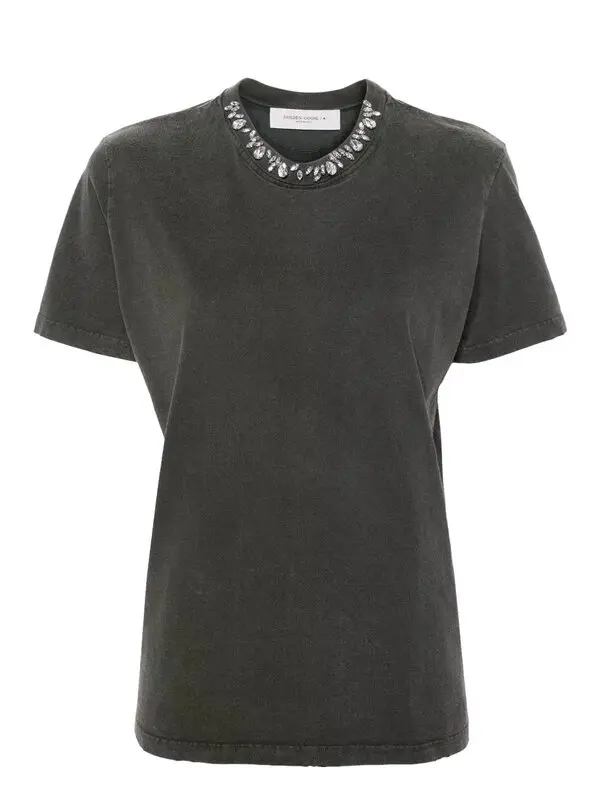 GOLDEN GOOSE Crystal-embellished T-shirt - Grey
