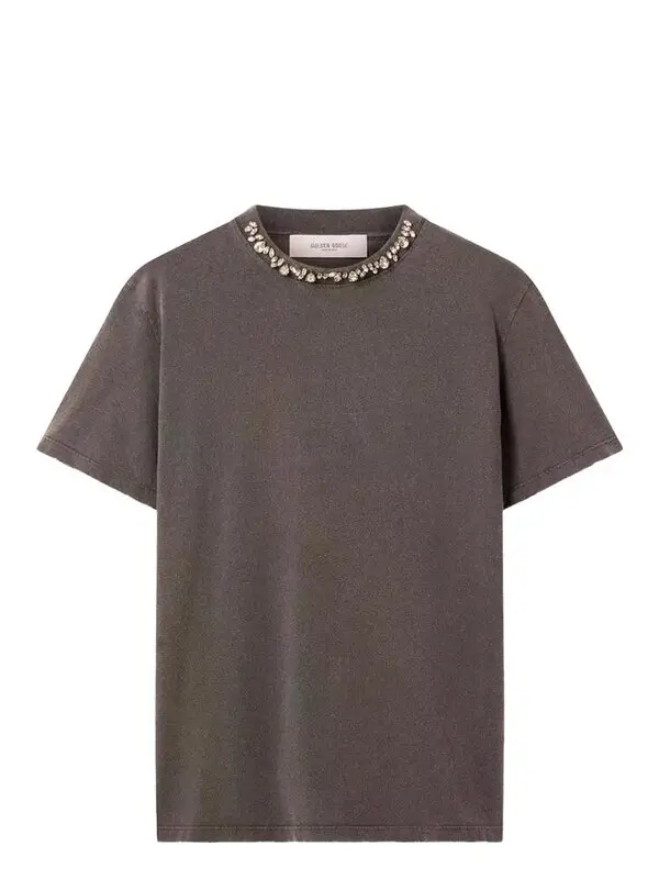 GOLDEN GOOSE Embellished Cotton T-shirt - Grey