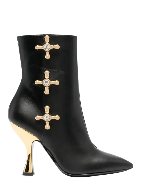 Moschino 100mm Faucet-detail Leather Boots - Black