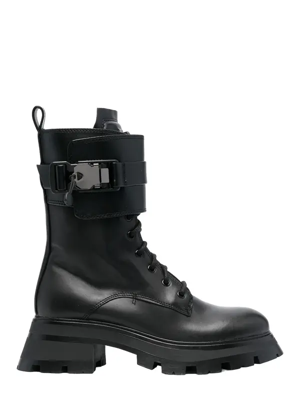 Dkny 55mm Buckle-detail Combat Boots - Black