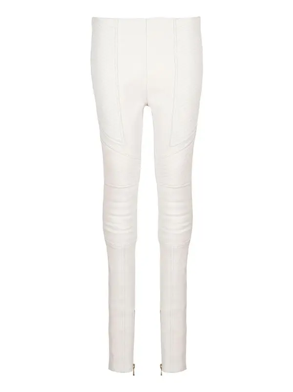 Balmain Leather Skinny Trousers - Neutrals
