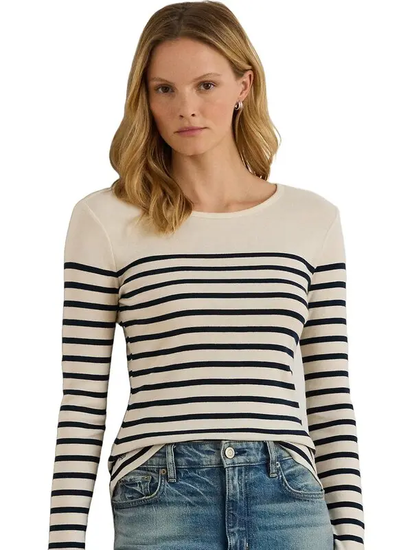 Ralph Lauren Striped Cotton Long-sleeve Tee - Mascarpone Cream/navy