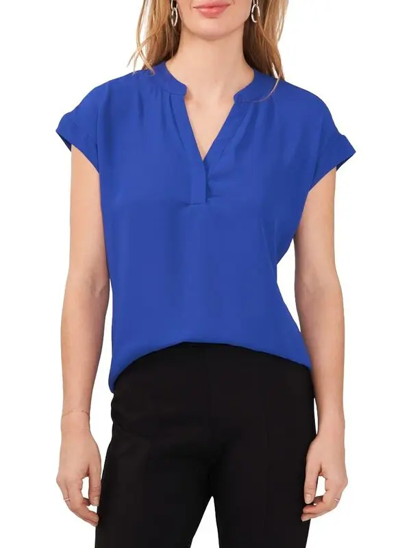Chaus Split-neck Georgette Blouse - Fierce