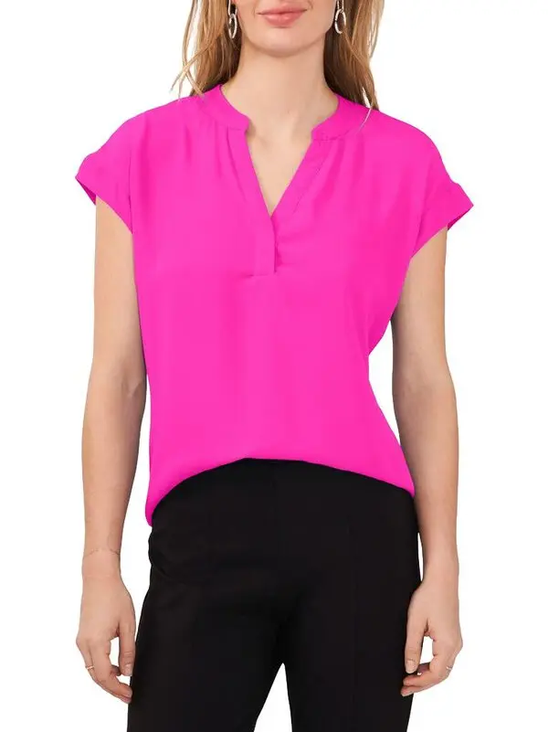 Chaus Split-neck Georgette Blouse - Fiercely Fuchsia 686