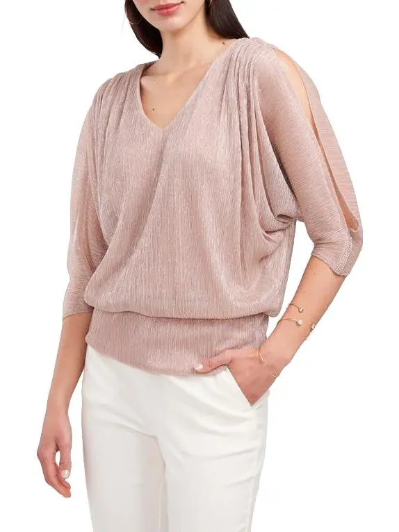 Chaus Metallic V-neck Blouse - Mauve