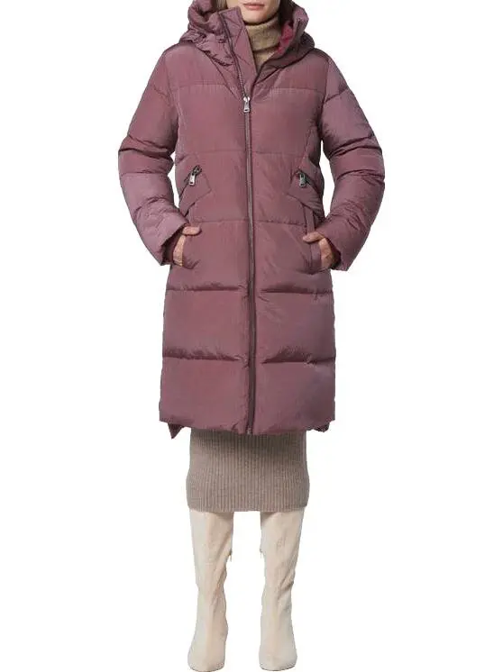 Andrew Marc Palma Shimmer Down Puffer Jacket - Rose Taupe