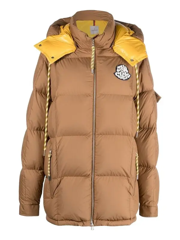 Moncler Logo-patch Padded Jacket - Brown