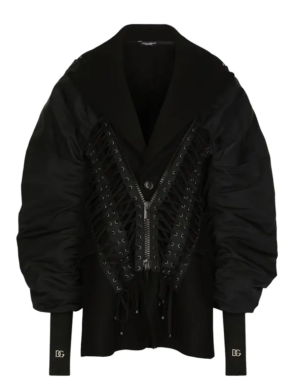 Dolce & Gabbana Lace-up Bomber Jacket - Black