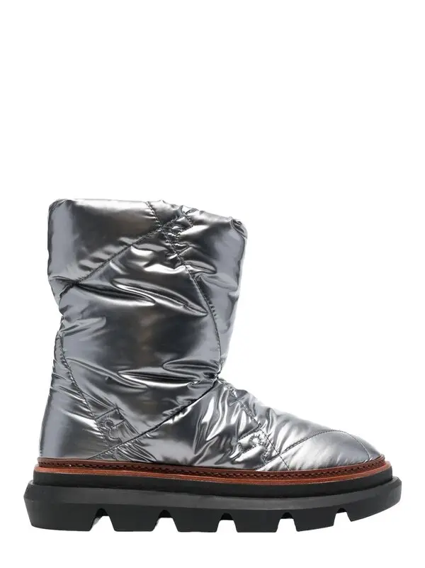 Tory Burch Metallic Quilted Ankle Boots - Silver