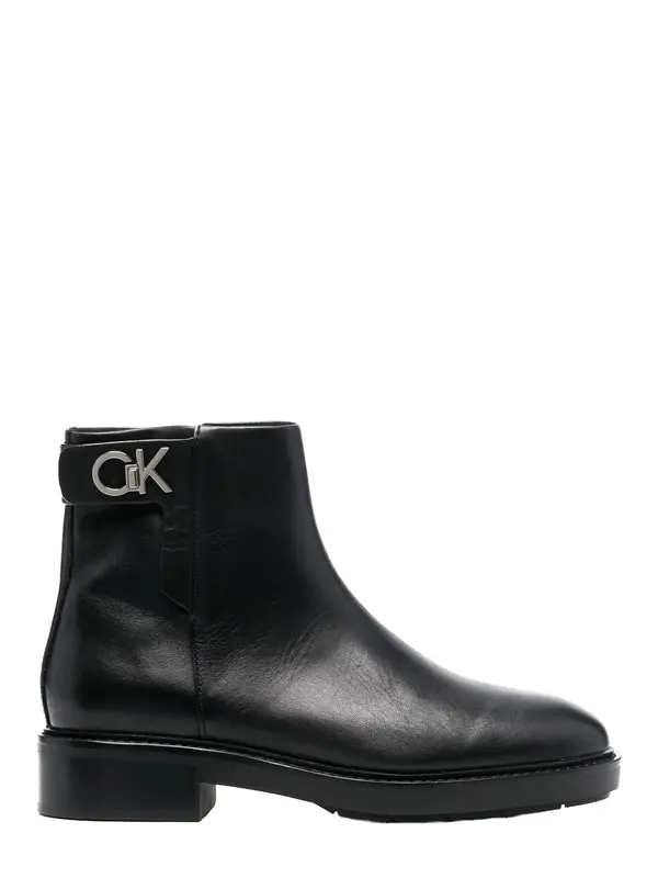 Calvin Klein 35mm Logo-plaque Ankle Boots - Black