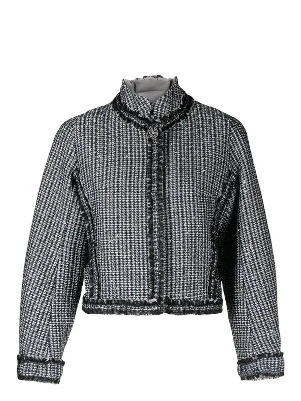 Shiatzy Chen Tweed Jacket With Tasselled Trim - Black