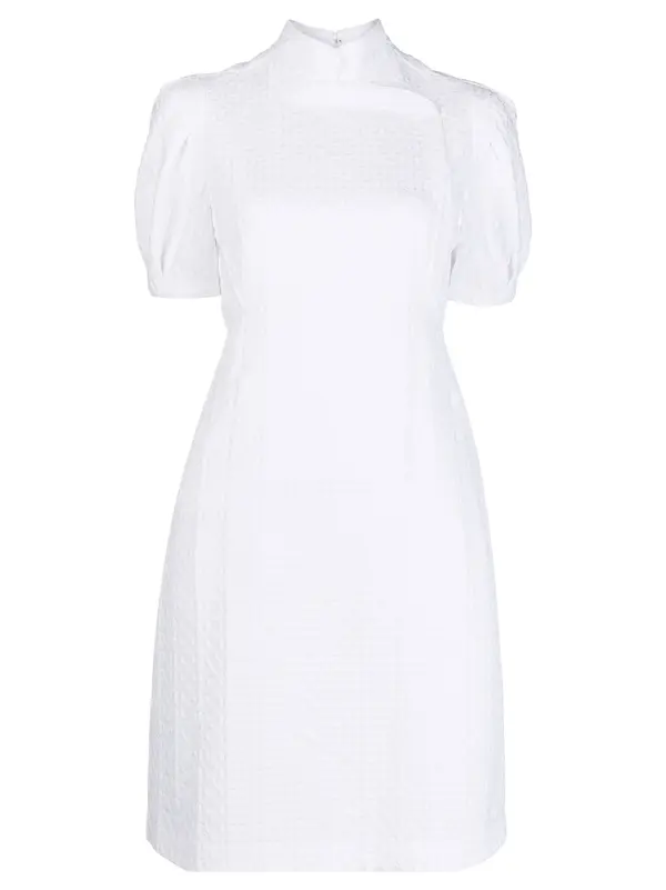 Shiatzy Chen Band-collar Short-sleeved Dress - White