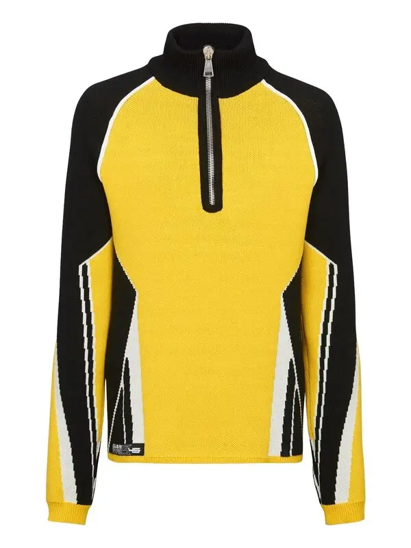 Balmain Color-block Zip-up Jumper - Yellow