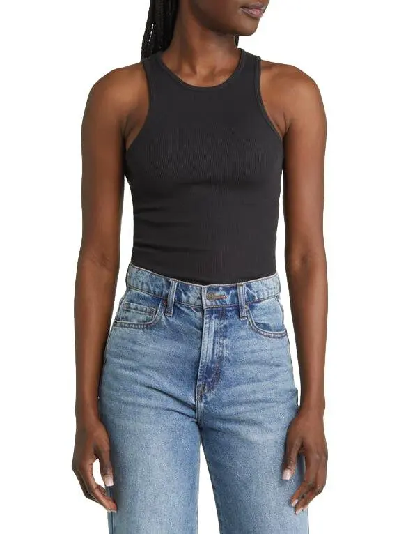 Rag & Bone The Essential Rib Organic Pima Cotton Blend Tank - Black