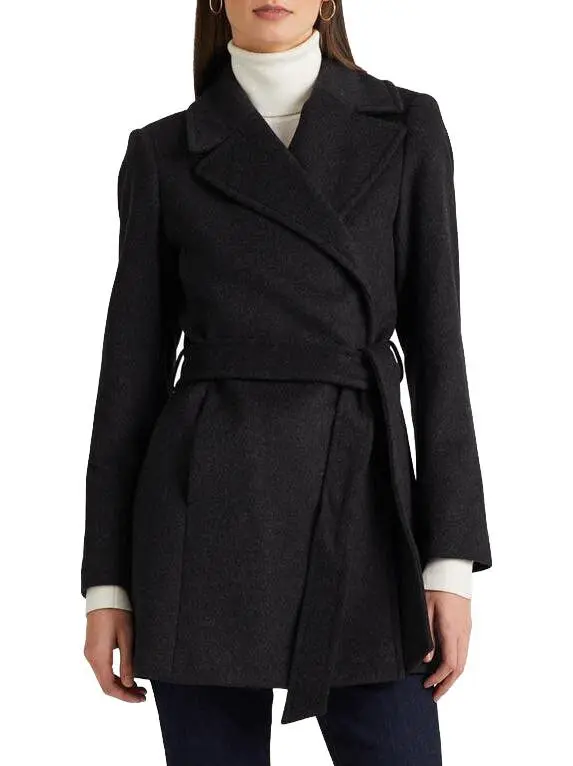 Ralph Lauren Belted Wool-blend Coat - Charcoal