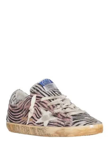 Golden Goose Super-star Calf Hair Sneakers - Pink/black/white Calf Hair