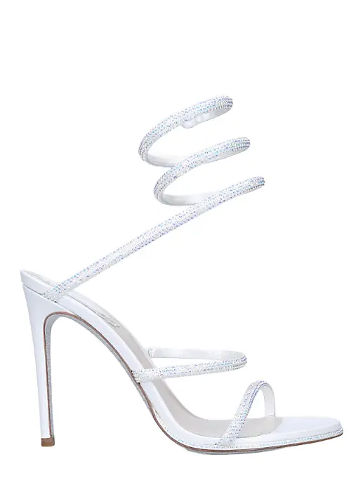 Rene Caovilla Cleo Crystal-embellished Leather Heeled Sandals - White