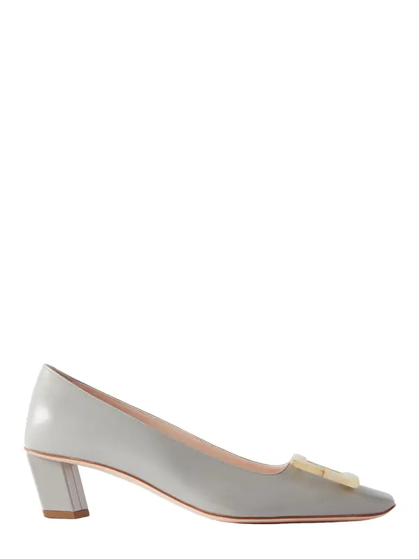 ROGER VIVIER Belle Vivier 45 Leather Pumps - Gray